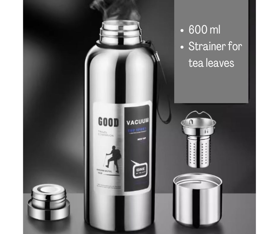 Thermos Hot Water Flask Tumbler Stainless Steel with Tea Leaves Strainer, Furniture & Home ...