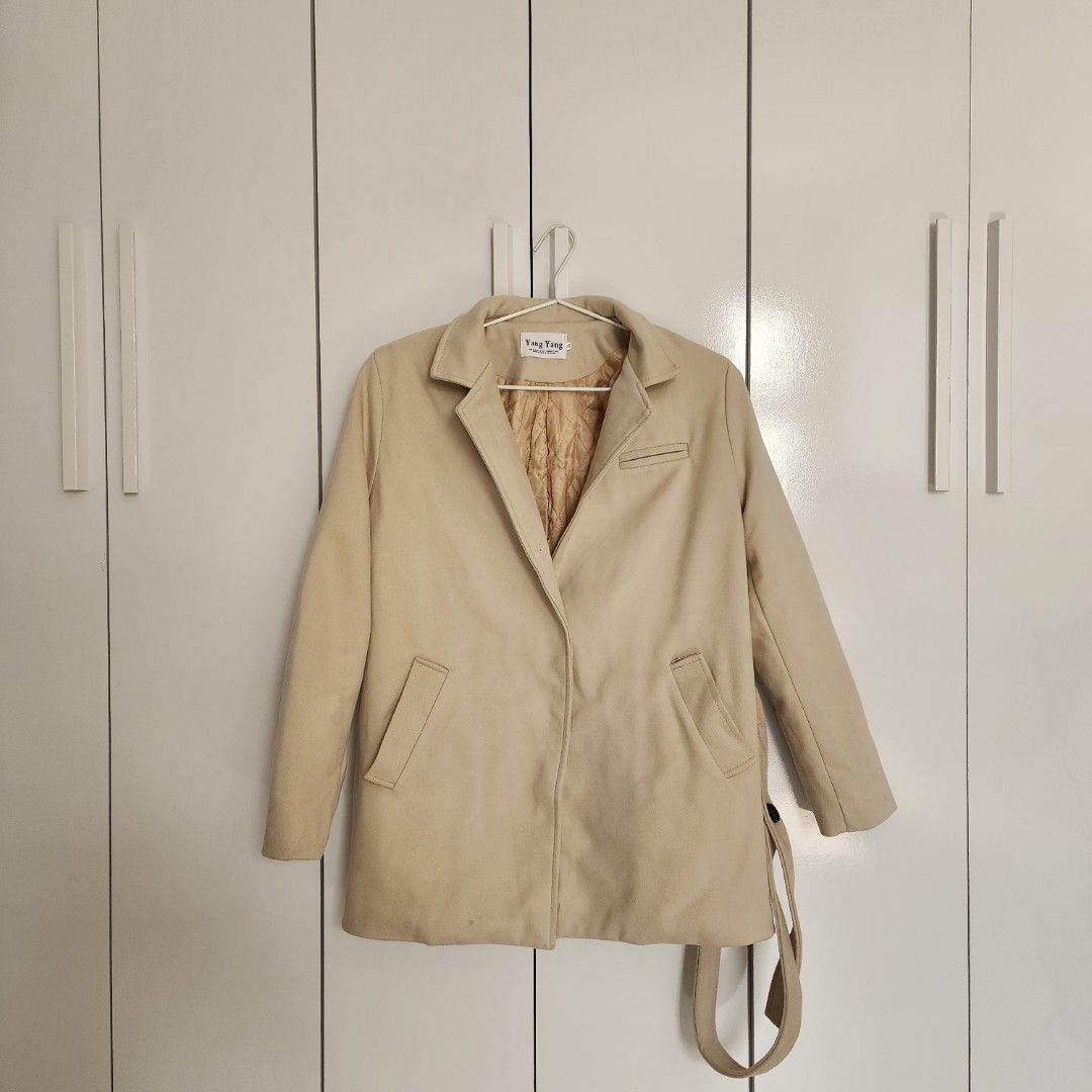 Trenchcoat brown and dirty white, Women's Fashion, Coats, Jackets and ...