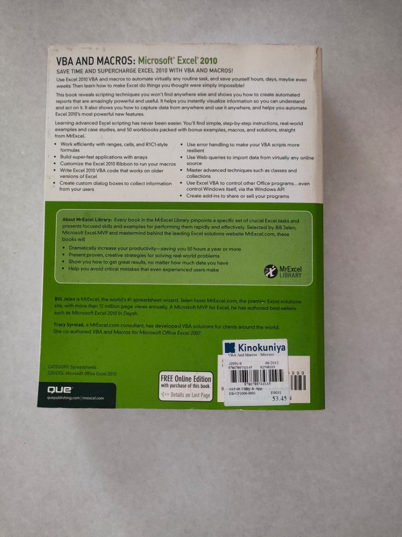 VBA and Macros: Microsoft Excel 2010, Hobbies & Toys, Books & Magazines ...