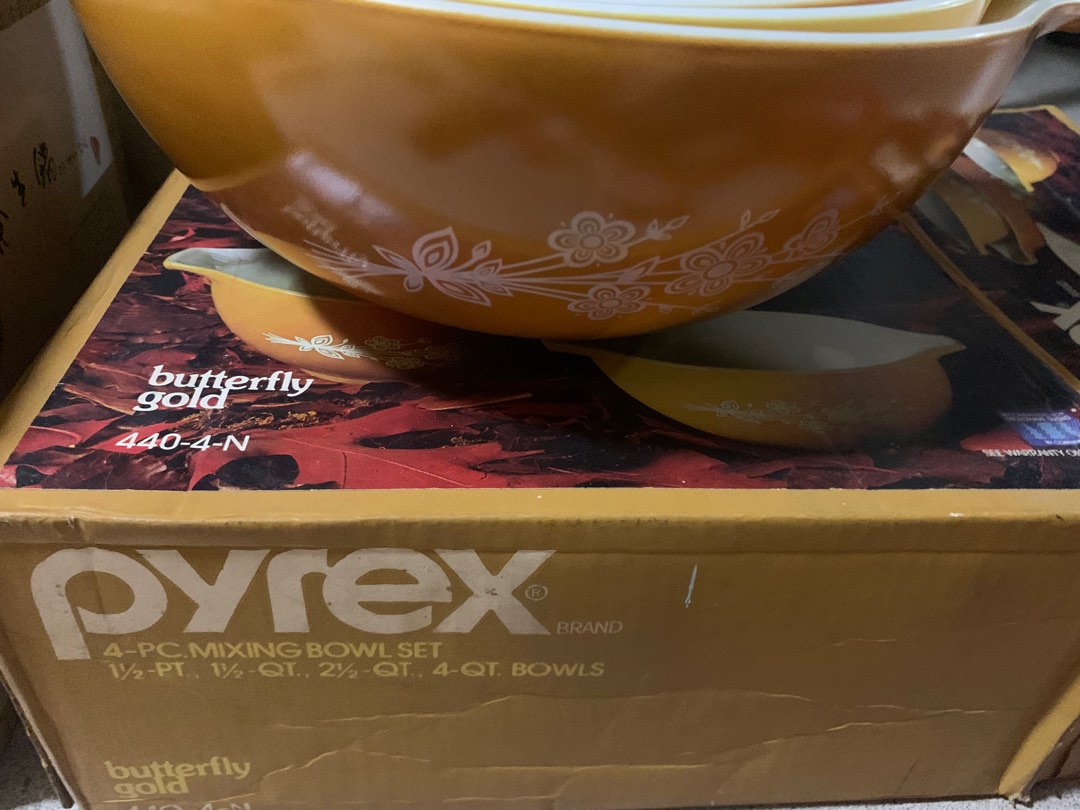 Vintage Pyrex mixing bowls from 70s Butterfly Gold, Hobbies & Toys ...