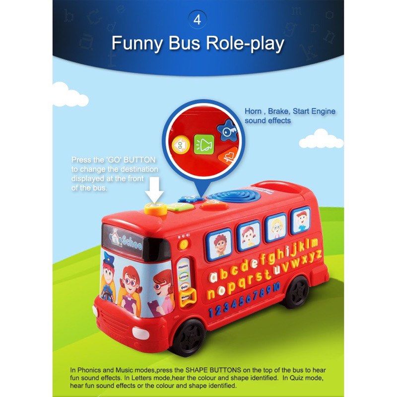 Vtech Playtime Bus English Phonics Electronic Learning Toys Preschool ...
