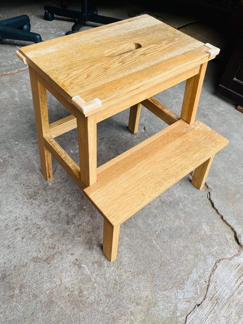 WOODEN STEP LADDER SOLID WOOD IN GOOD CONDITION SIZE 15L x 15W x 18H ...