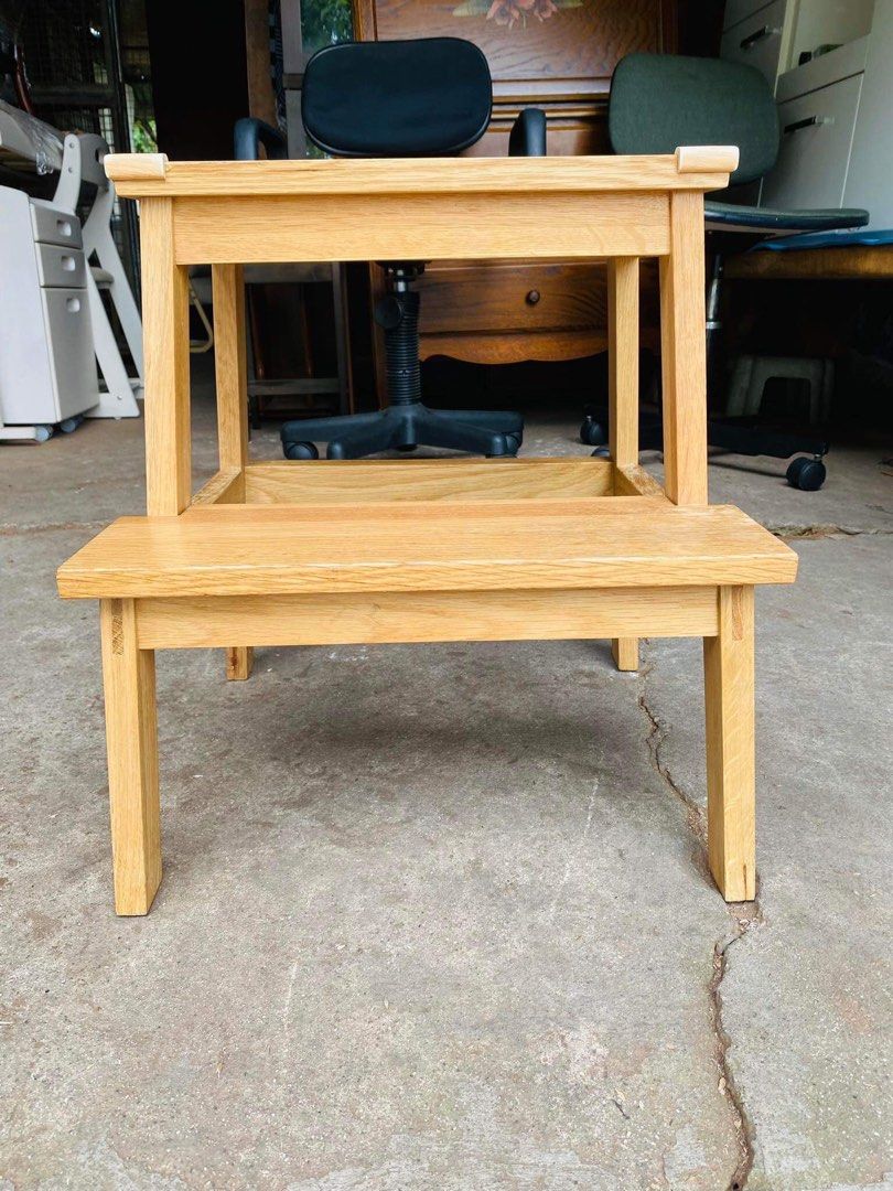 WOODEN STEP LADDER SOLID WOOD IN GOOD CONDITION SIZE 15L x 15W x 18H ...