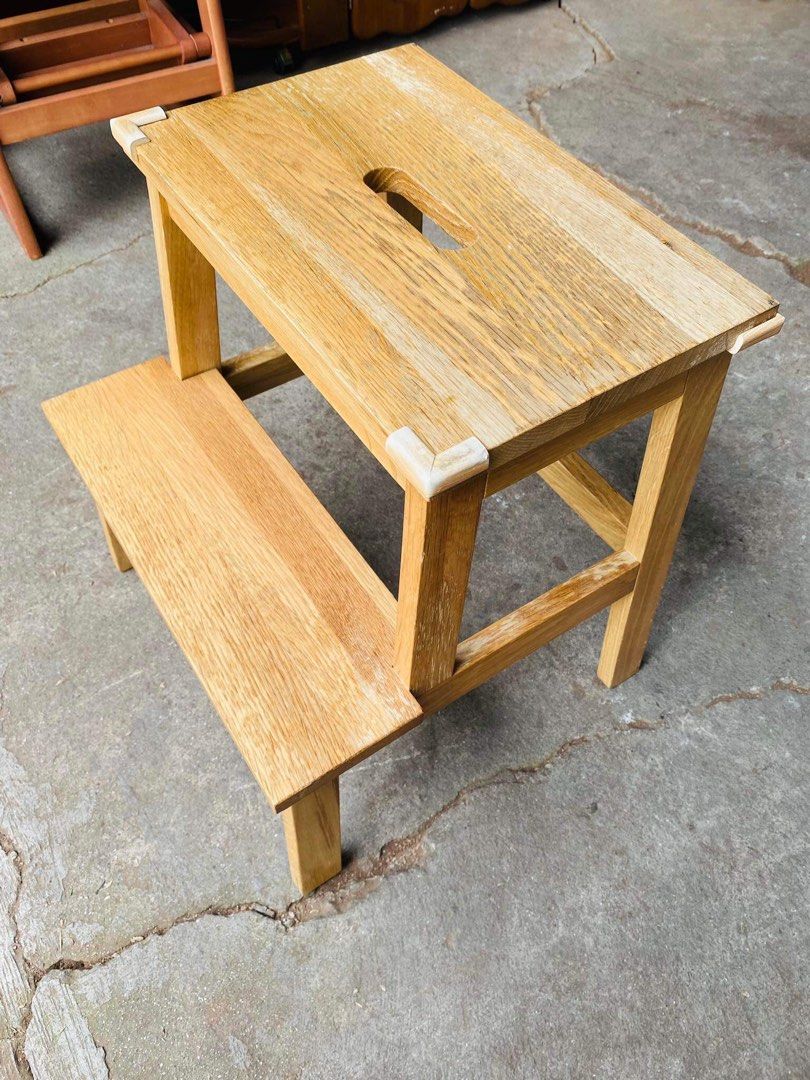 WOODEN STEP LADDER SOLID WOOD IN GOOD CONDITION SIZE 15L x 15W x 18H ...