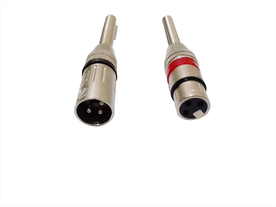 XLR 3-PIN MALE/FEMALE ADAPTER CONNECTOR with 6cm SPRING TAIL HEAVY DUTY ...