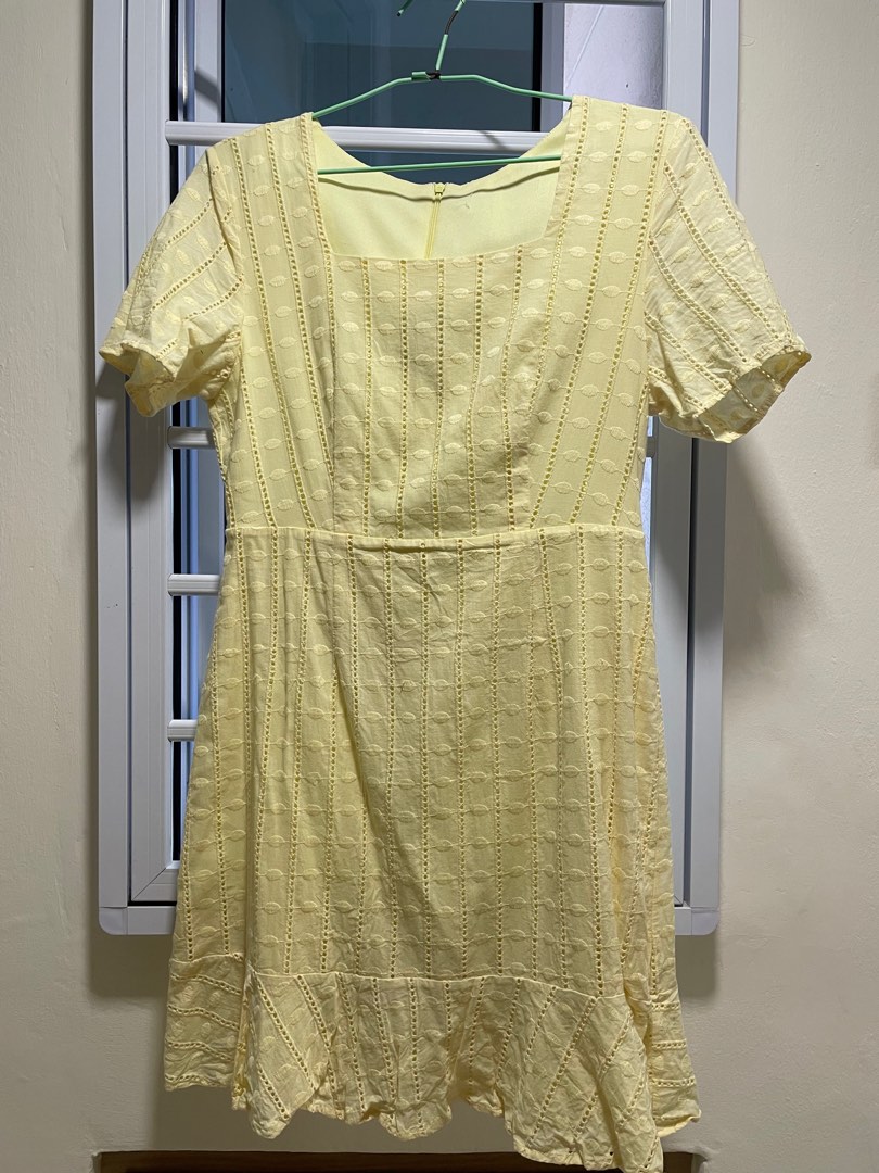 Yellow eyelet dress, Women's Fashion, Dresses & Sets, Dresses on Carousell