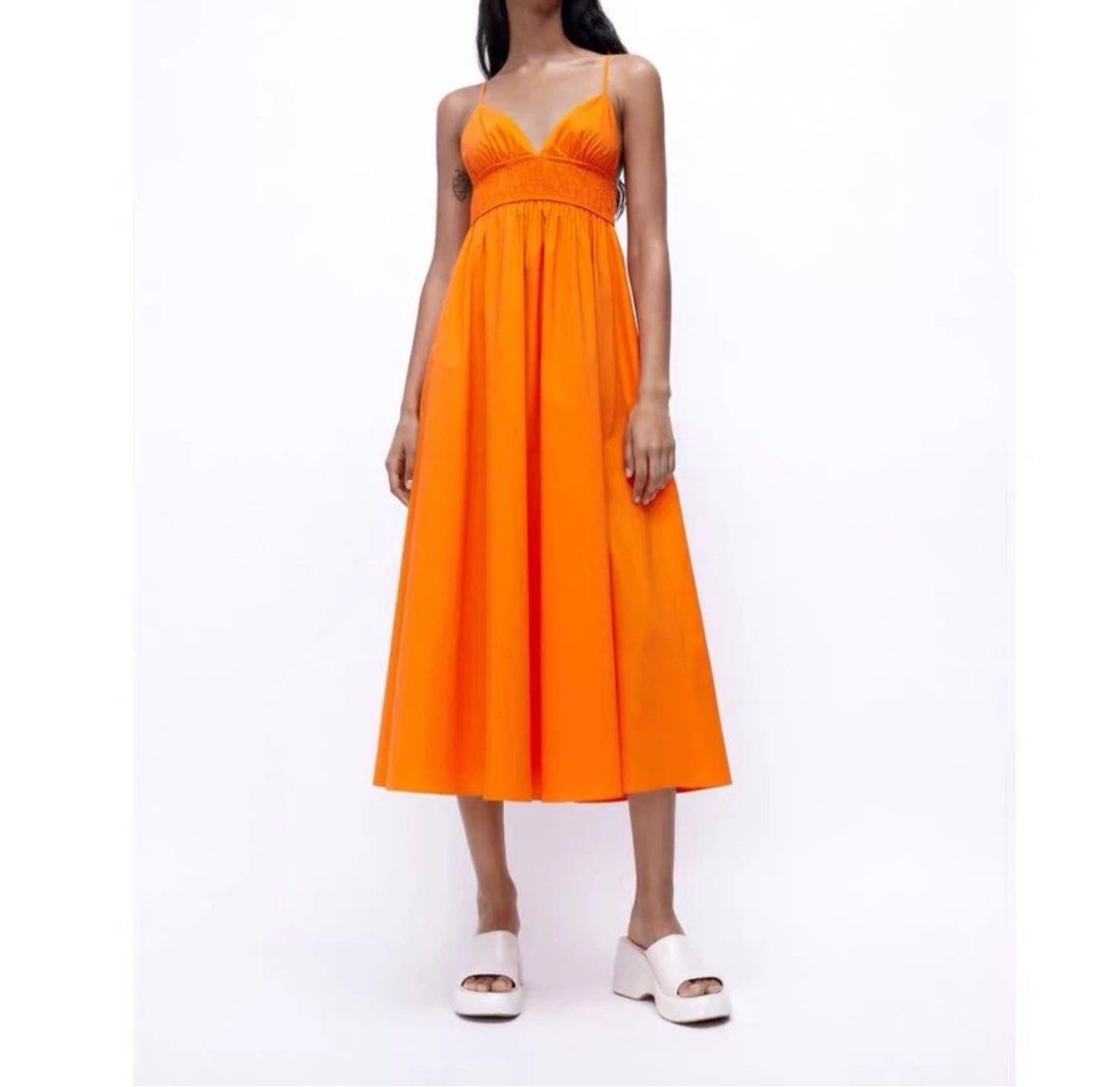 ZARA Orange / Peach Fuzz Maxi / Midi Dress / Summer Dress, Women's ...