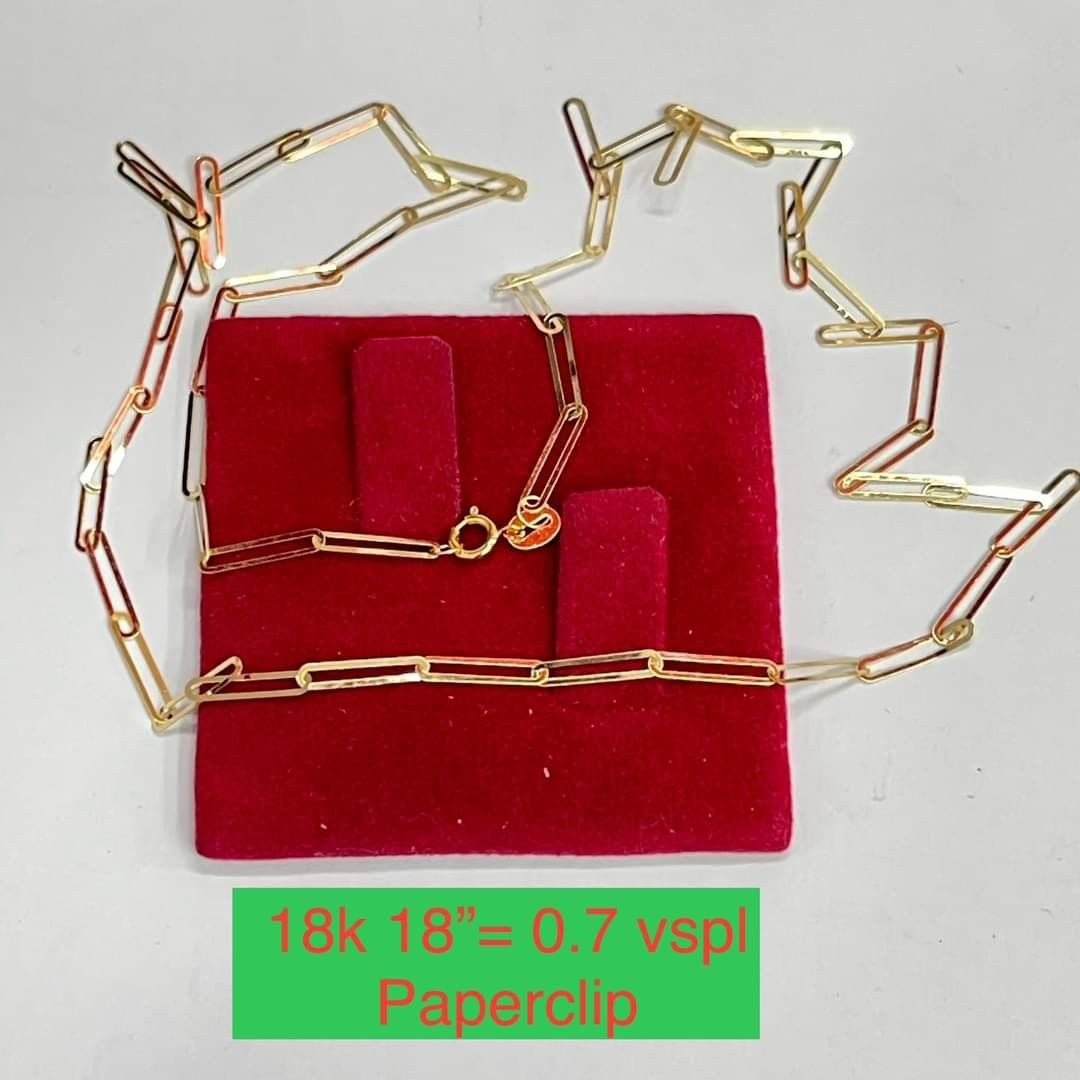 18K Saudi Gold Paper Clip Chain 18 inches, Women's Fashion, Jewelry & Organizers, Necklaces on ...