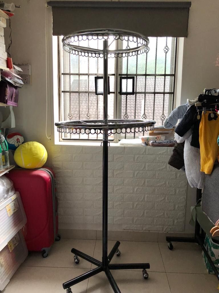 2 tier circle hanging rack with wheels, Furniture & Home Living, Home ...