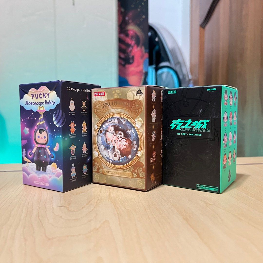[Brand New]3 Pop mart blind boxes (Pucky, SkullPanda), Hobbies & Toys ...