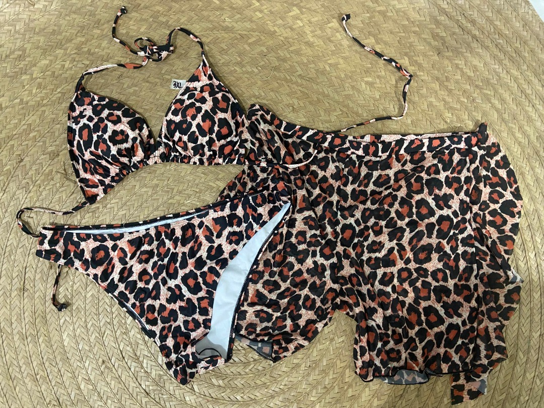 3in1 animal print plus size swimsuit, Women's Fashion, Swimwear ...