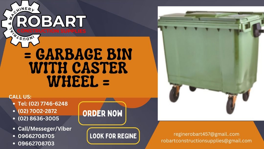 = GARBAGE BIN WITH CASTER WHEEL =, Commercial & Industrial ...