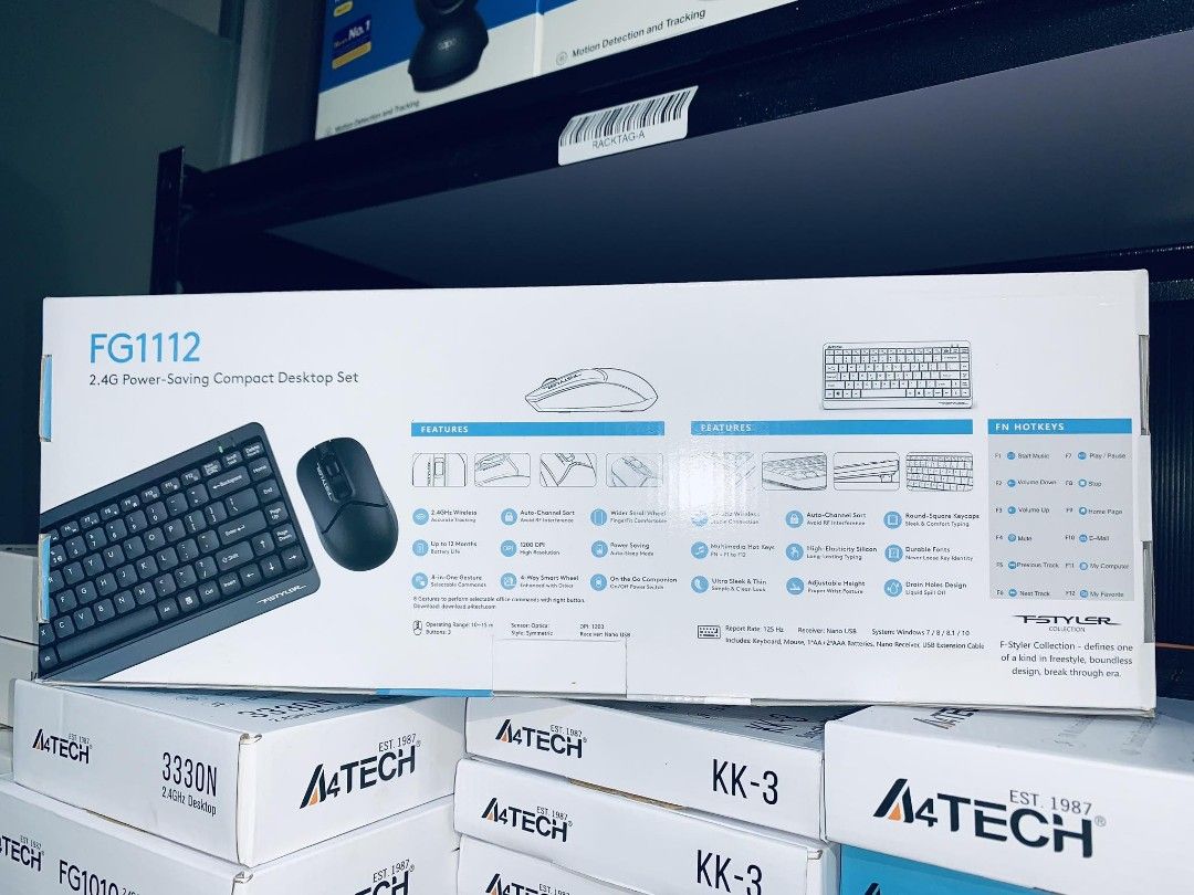 A4Tech Fstyler FG1112 Wireless Compact Keyboard and Mouse Combo Black, Computers & Tech, Parts ...