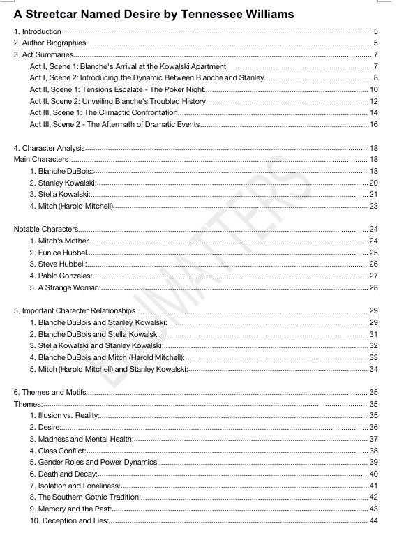 A Streetcar Named Desire by Tennessee Williams Literature Study Guide ...