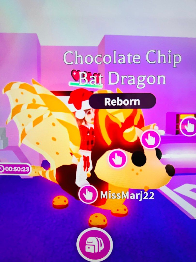 Adopt me Neon Fly Ride Chocolate Chip Bat Dragon, Hobbies & Toys, Toys ...