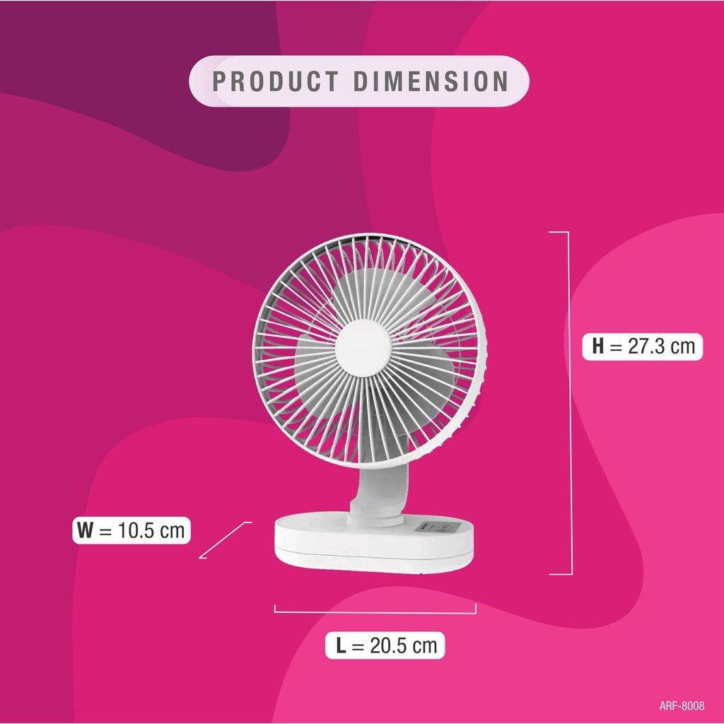 AKARI RECHARGEABLE FAN WITH LED LIGHT, Furniture & Home Living ...