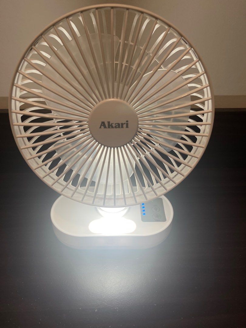 AKARI RECHARGEABLE FAN WITH LED LIGHT, Furniture & Home Living ...