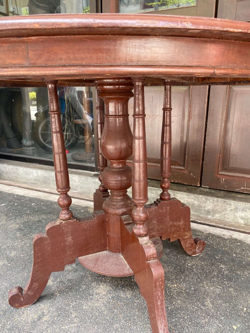 Antique Wooden Round Table., Furniture & Home Living, Furniture, Tables ...