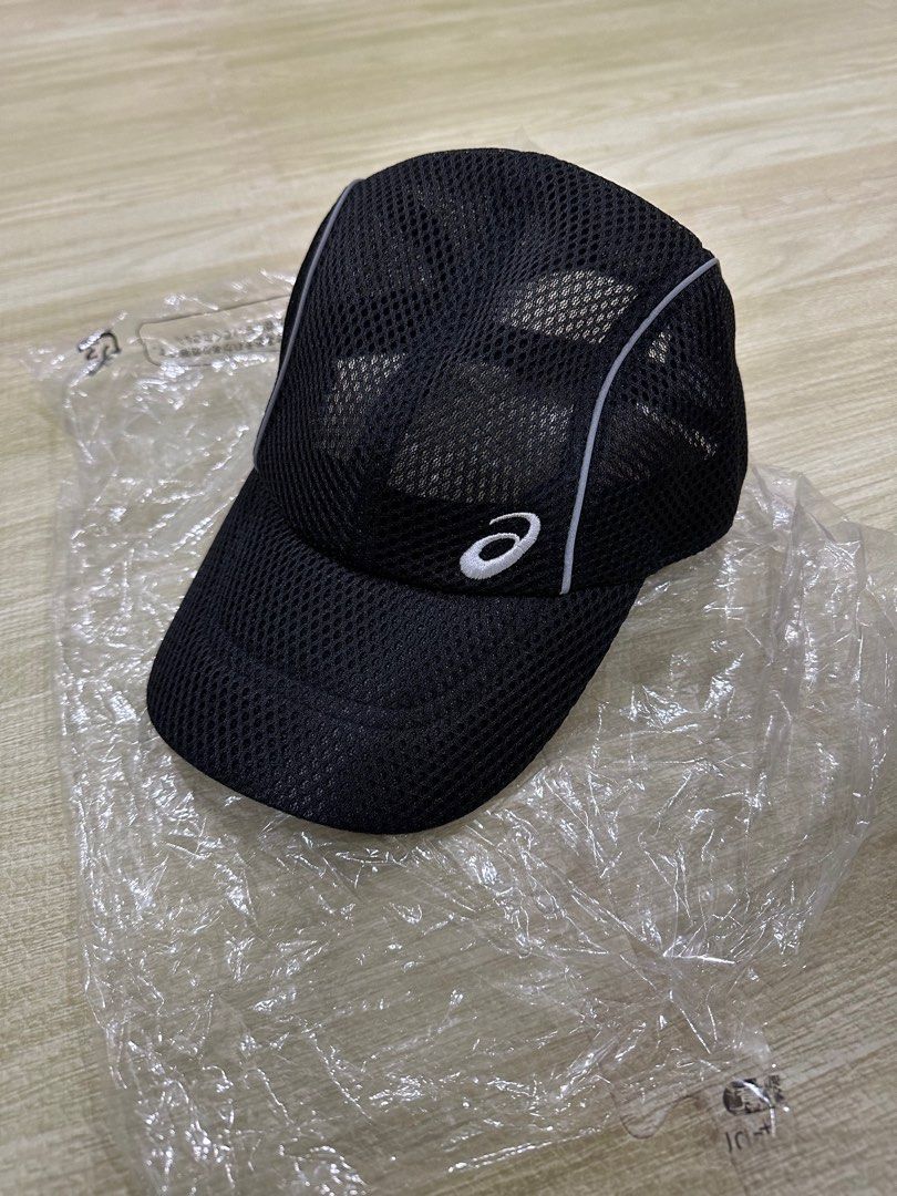 Asics mesh cap 網布透氣老帽 黑色 日本限定 僅試戴, 他的時尚, 手錶及配件, 帽子在旋轉拍賣