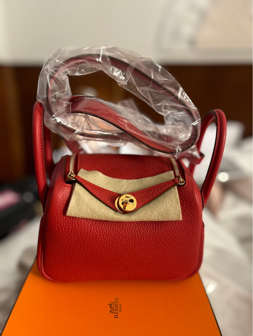 BNIB Hermes mini Lindy vermillion ghw, Women's Fashion, Bags & Wallets ...