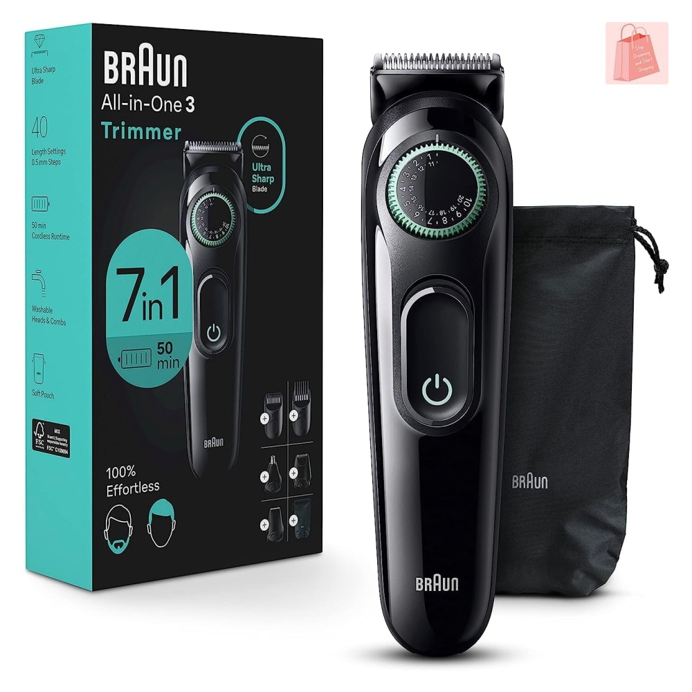 Braun All-in-One Style Kit Series 3 3470, 7-in-1 Trimmer for Men with ...
