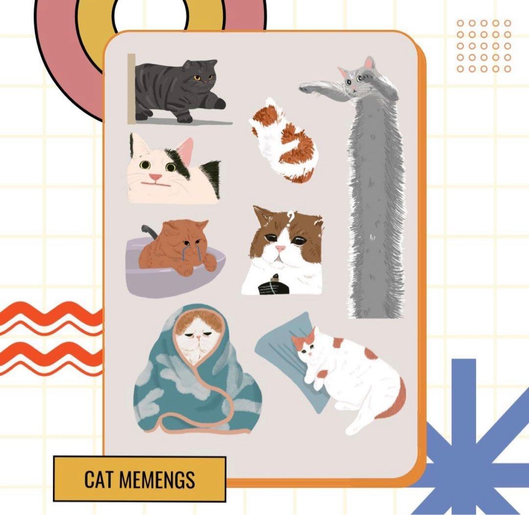 Cat meme stickers, Hobbies & Toys, Stationary & Craft, Art & Prints on ...