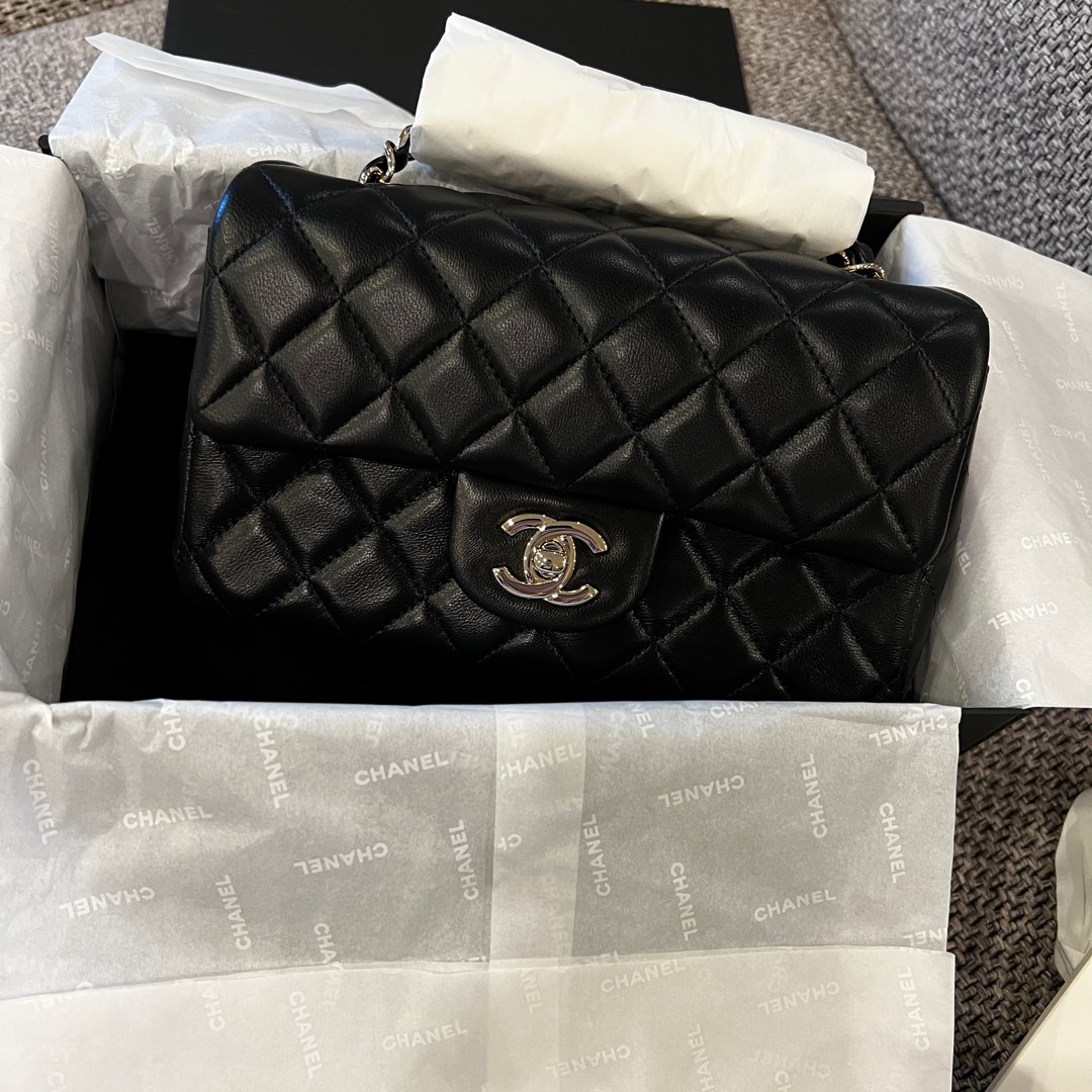 CHANEL 香奈兒 24c 23k mini cf cf20 黑銀, 名牌精品, 精品包與皮夾在旋轉拍賣