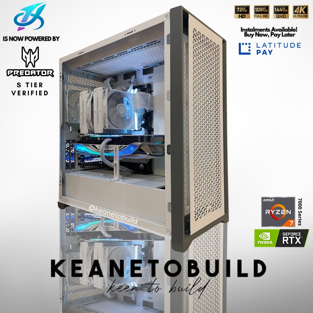 Custom Gaming PC Desktop RYZEN 7 7800X3D + RTX 4090 Full White ...