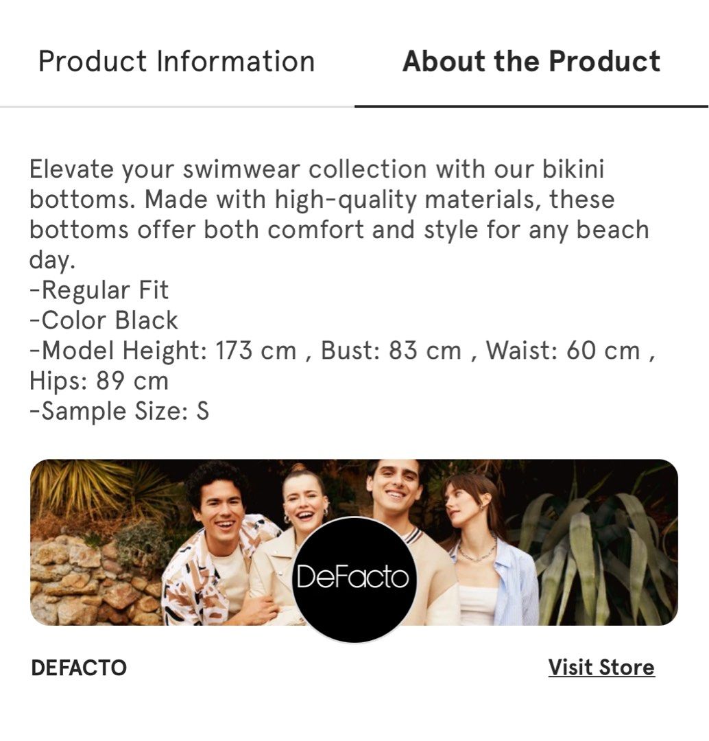 Defactor Black Bikini Bottom Regular Fit, Women's Fashion, Swimwear, Bikinis & Swimsuits on ...