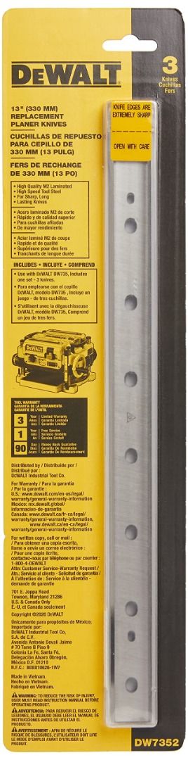 Dewalt 3 Pcs Replaceable Thickness Planer Blade 13" for DW735 (DW7352 ...