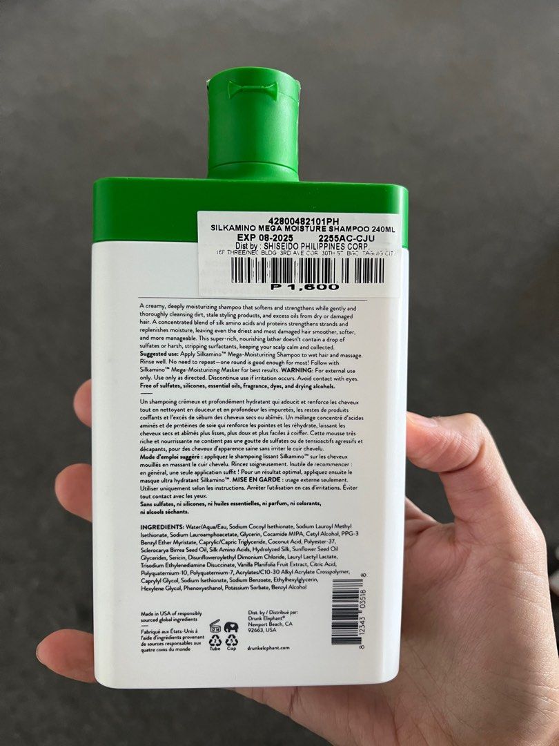 Drunk Elephant Silkamino Mega Moisturizing Shampoo, Beauty & Personal ...
