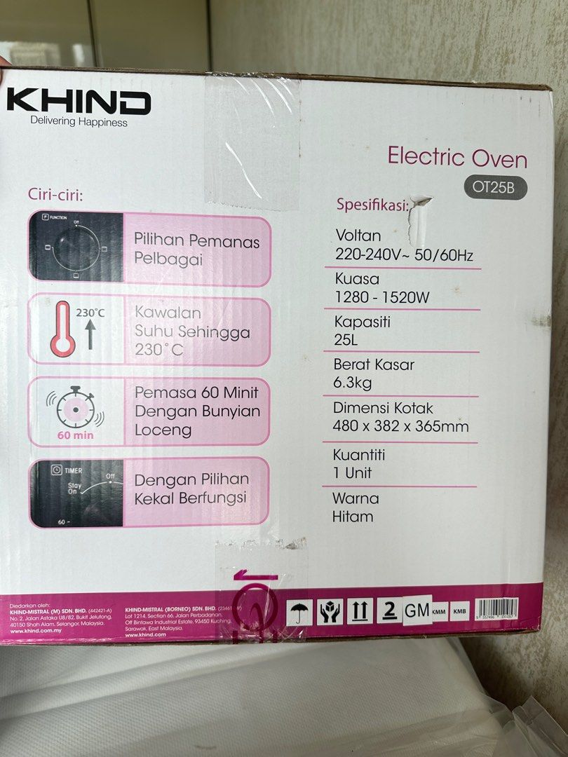 Electric Oven KHIND 25L OT25B, TV & Home Appliances, Kitchen Appliances ...
