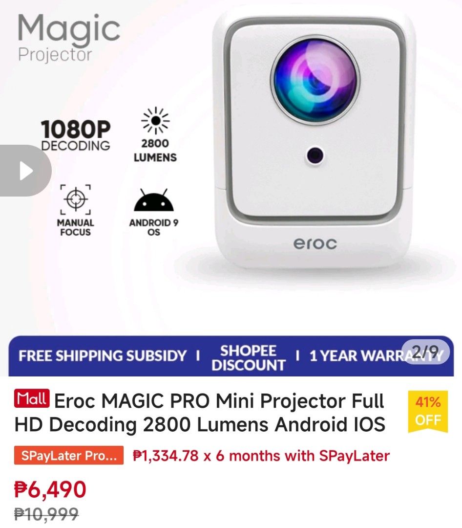 Eroc Magic Pro Mini Projector, TV & Home Appliances, TV & Entertainment ...