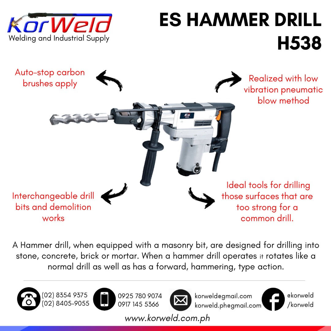 ES Hammer Drill H538, Commercial & Industrial, Construction Tools & Equipment on Carousell