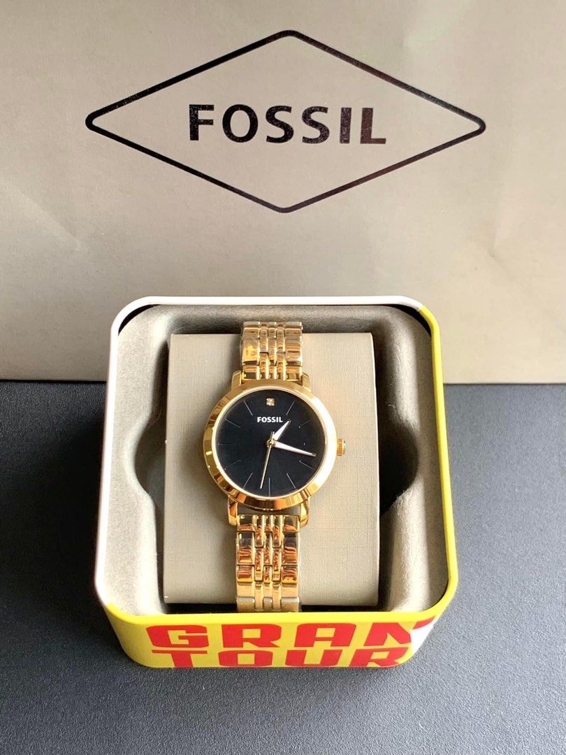 FOSSIL MINI SLIM TYPE GOLD BLACK DIAL AUTHENTIC WATCH, Women's Fashion ...