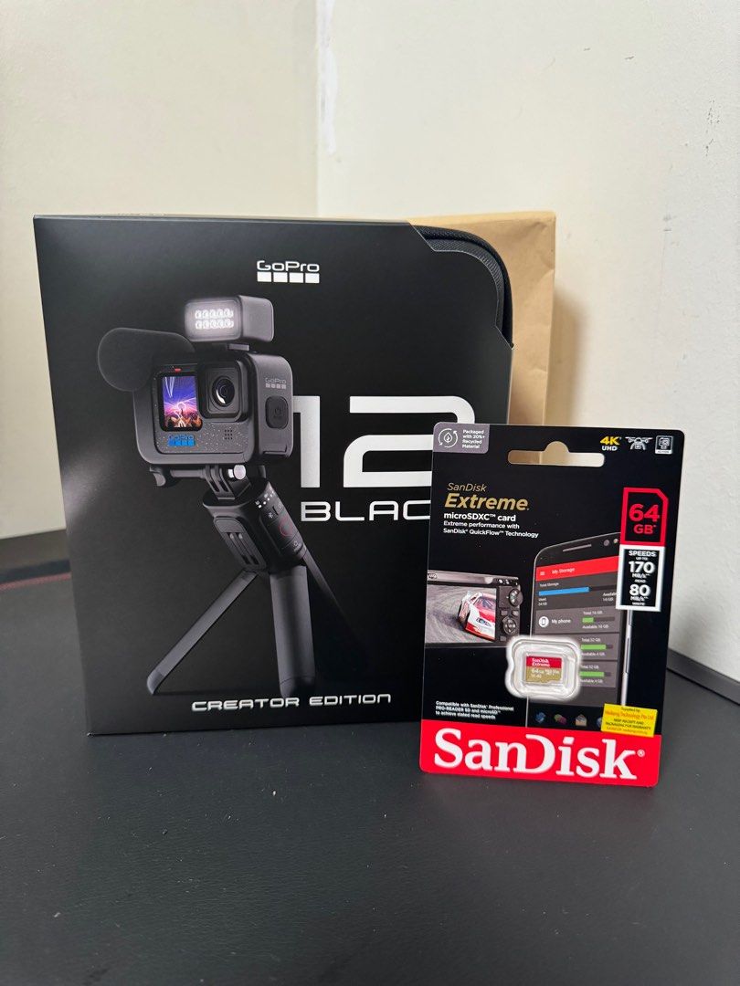 GoPro Hero 12 Black Creator Edition + 64GB SanDisk Extreme, Photography, Video Cameras on Carousell