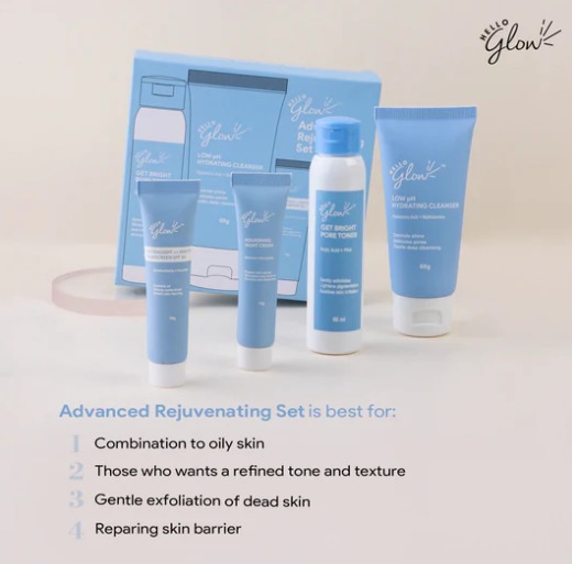 Hello Glow Advance rejuvenating set, Beauty & Personal Care, Face, Face ...