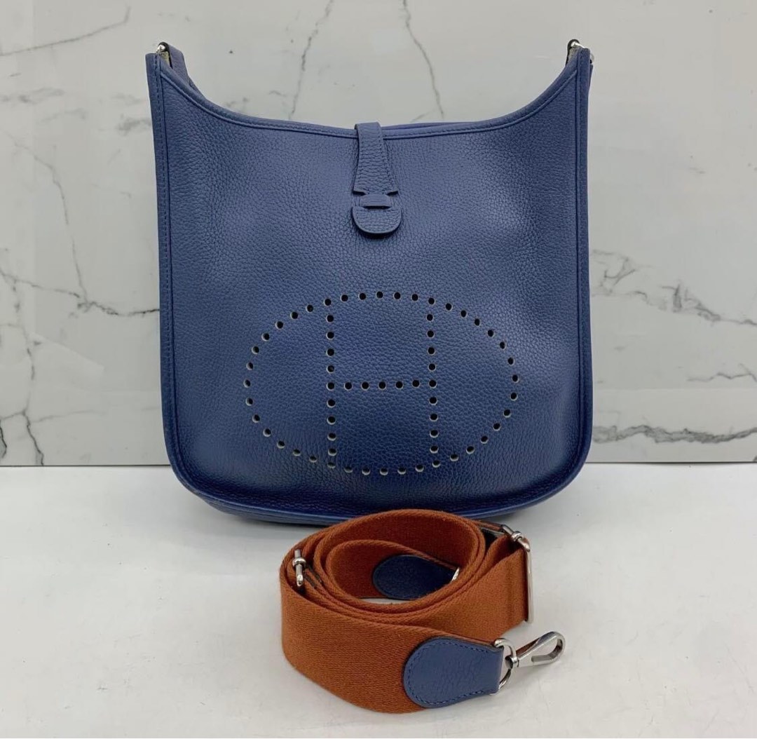 Hermes PM lll Blue in Clemence PHW Stamp A, Luxury, Bags & Wallets on Carousell