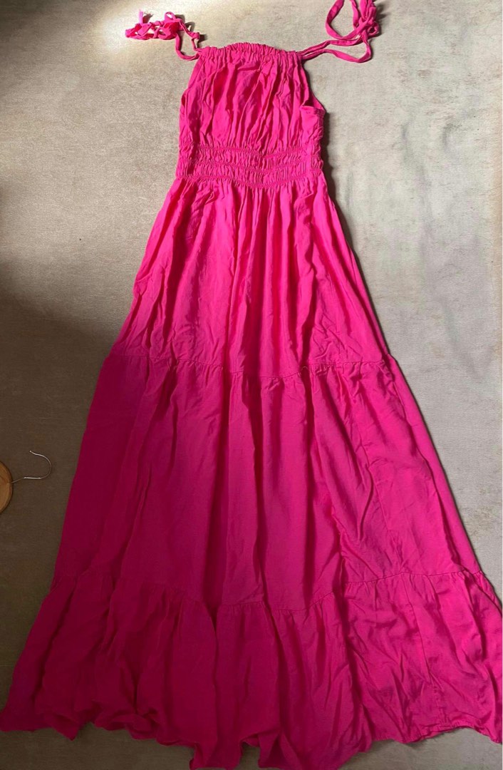 hot pink maxi dress, Women's Fashion, Dresses & Sets, Dresses on Carousell