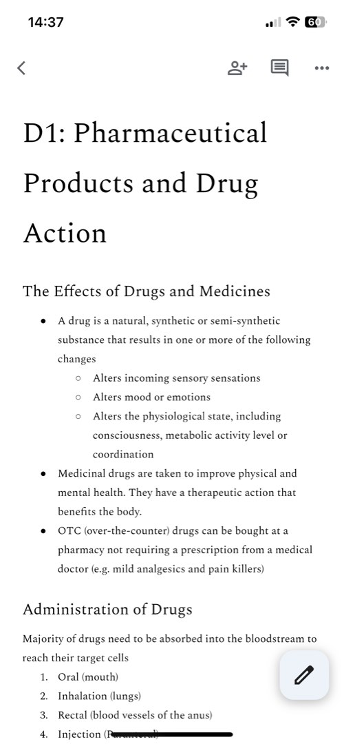 IB HL Chemistry Option D Medicinal Chemistry Notes, Hobbies & Toys ...