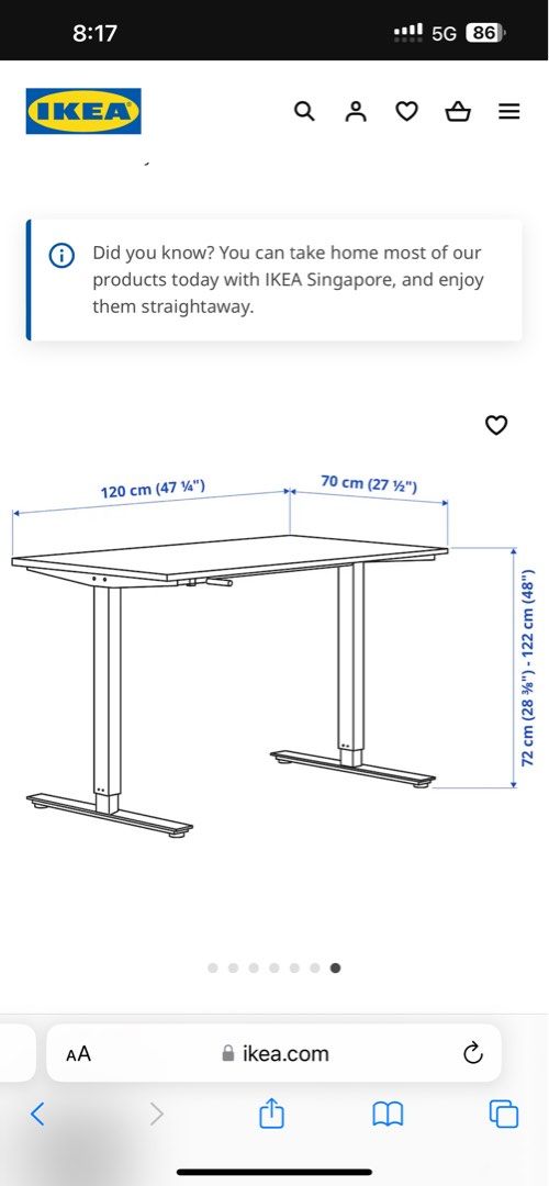 IKEA sit-Stand manual big size table, Furniture & Home Living ...