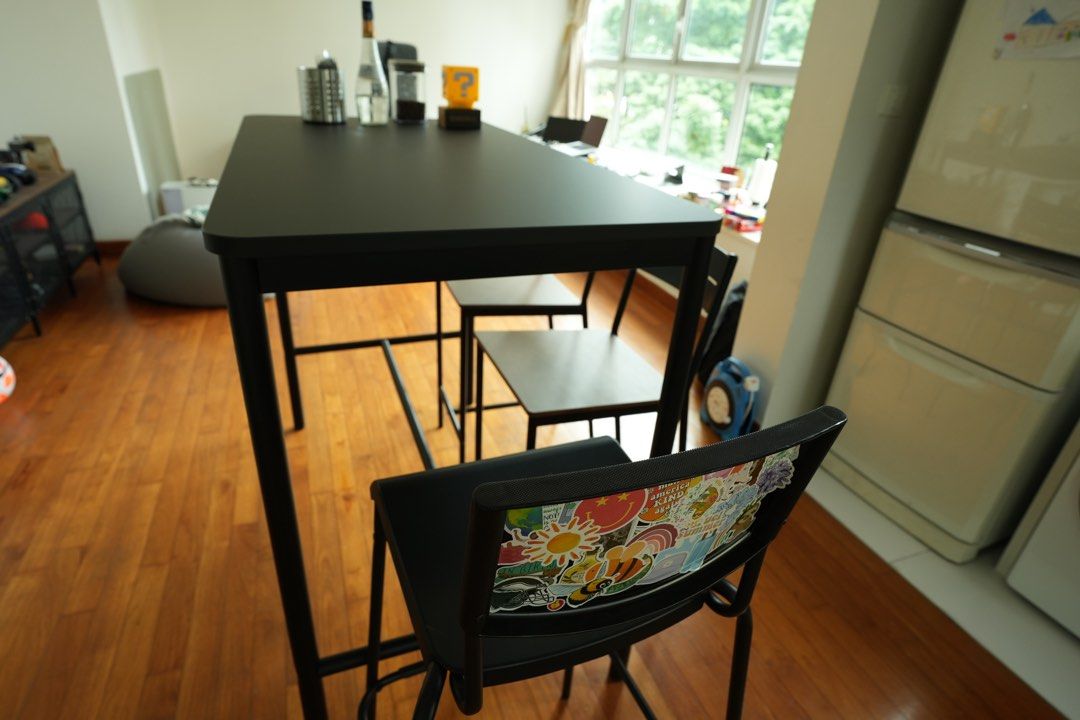 Ikea TOMMARYD bar table with SANDSBERG chairs, Furniture & Home Living ...