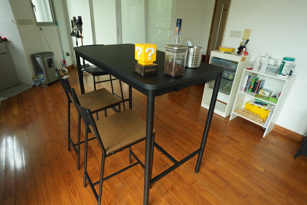 Ikea TOMMARYD bar table with SANDSBERG chairs, Furniture & Home Living ...