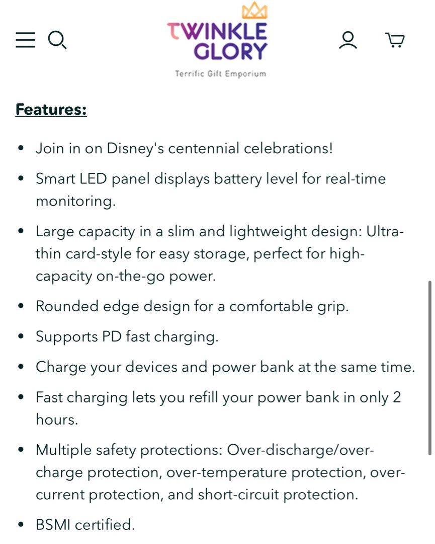 infoThink Disney 100 Years of Wonder Thin Fast Charging Power Bank ...