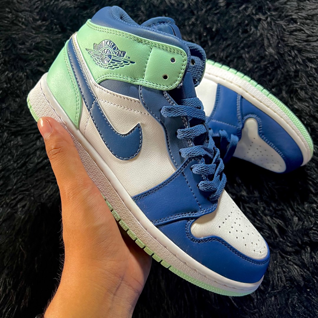 J1 Mid Mystic Navy Mint Foam, Men's Fashion, Footwear, Sneakers on ...