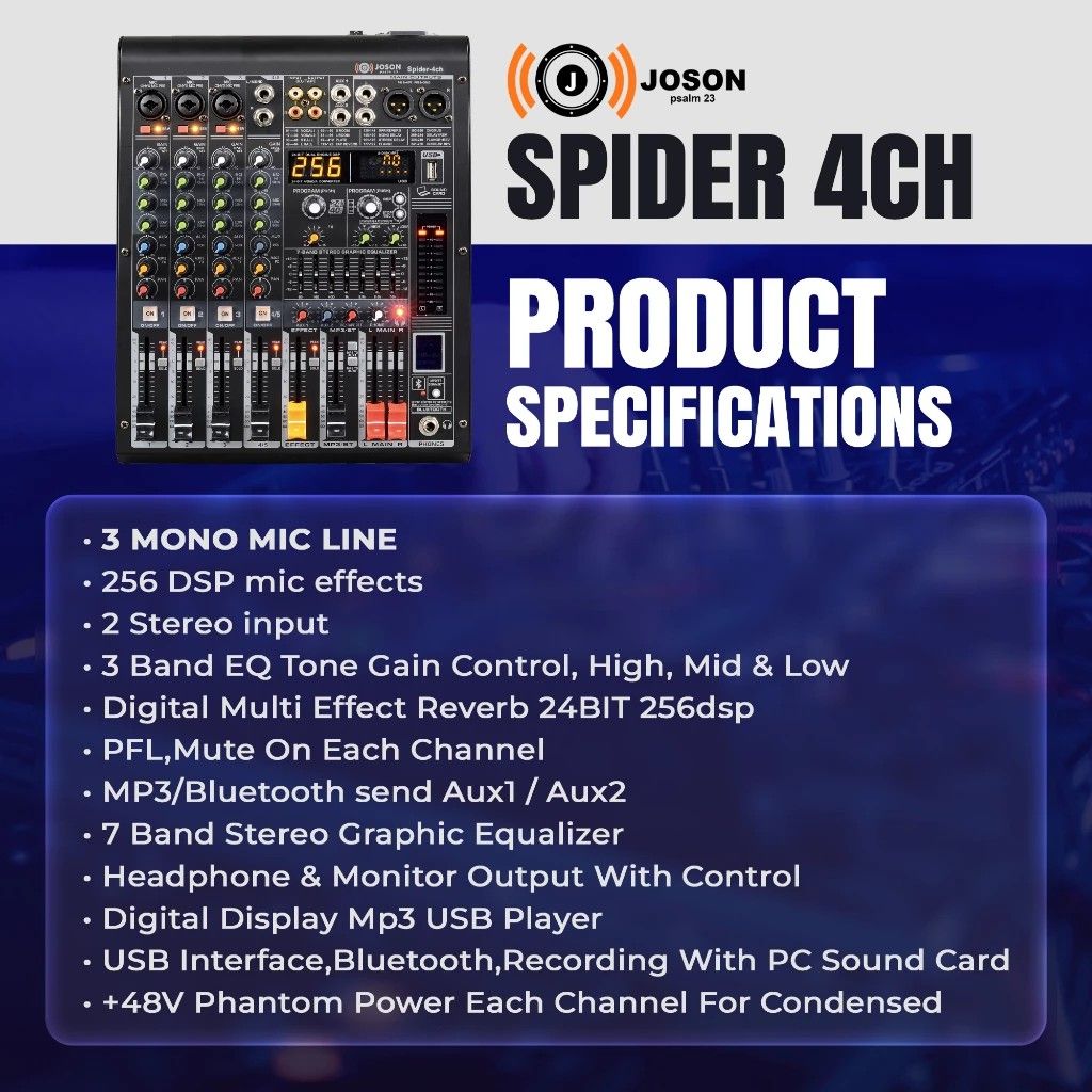 JOSON SPIDER 4CH PROFESSIONAL MIXER (4CHANNEL, Audio, Soundbars ...