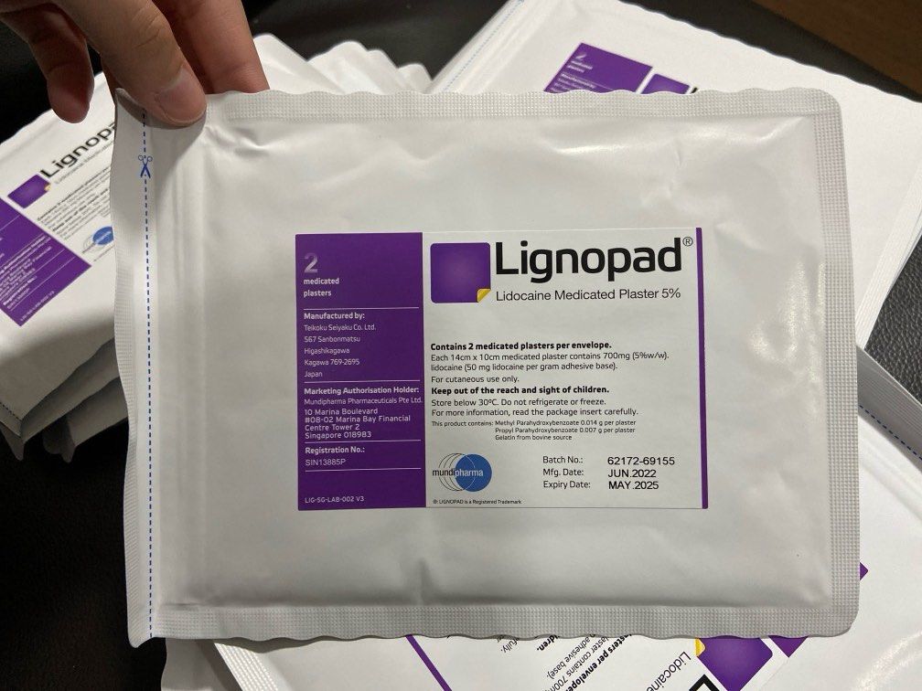 Lignopad (lidocaine medicated plaster 5%), Health & Nutrition, Medical ...