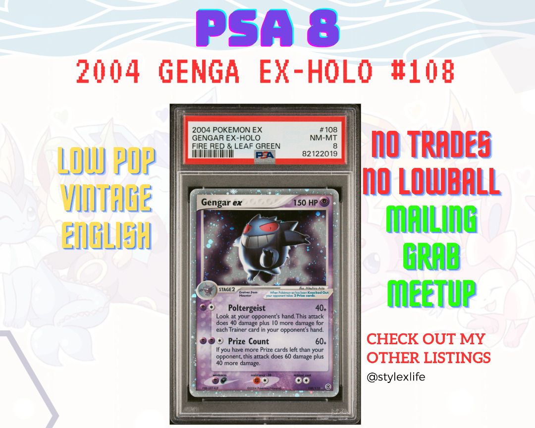 LOW POP PSA 8 Pokemon TCG - Gengar EX - HOLO #108 Fire Red and Leaf Green ex holo PTCG, Hobbies ...
