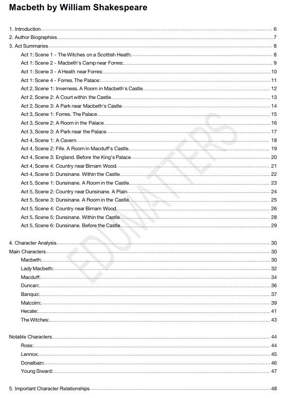 Macbeth by William Shakespeare Literature Study Guide Notes Complete ...