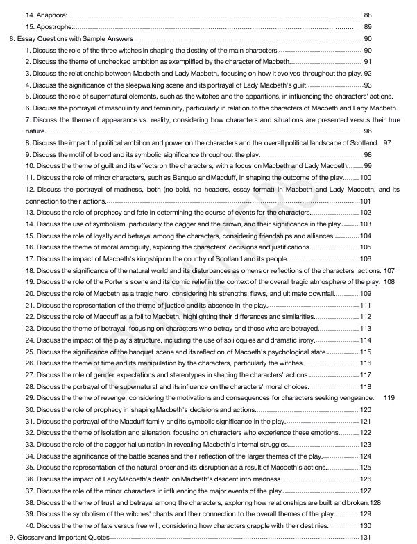 Macbeth by William Shakespeare Literature Study Guide Notes Complete ...